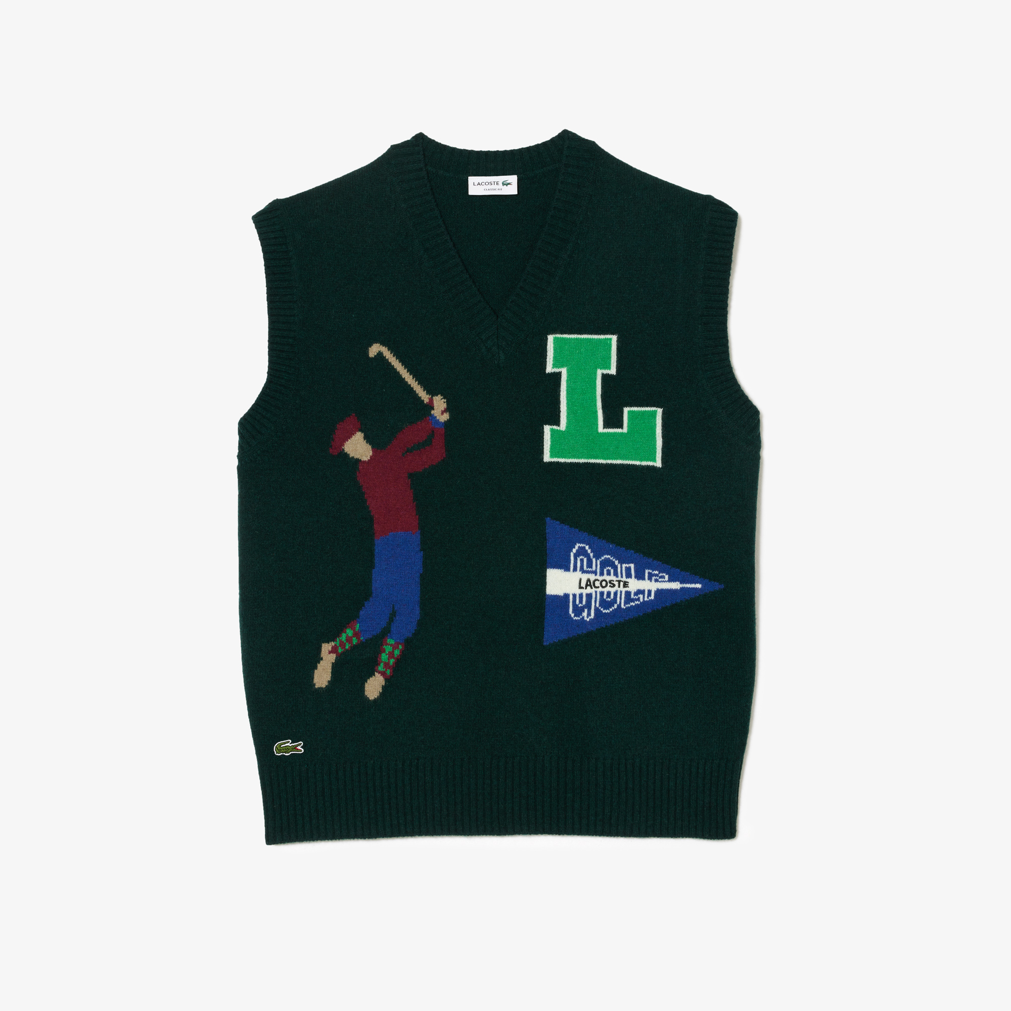 Шерстяной жилет Lacoste Unisex на пуговицах #AH0814 DCJ-зелёный ...